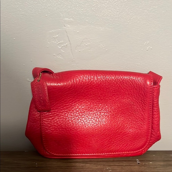 Coach | Bags | Coach Red Crossbody Bag With Textured Leather Finish ...